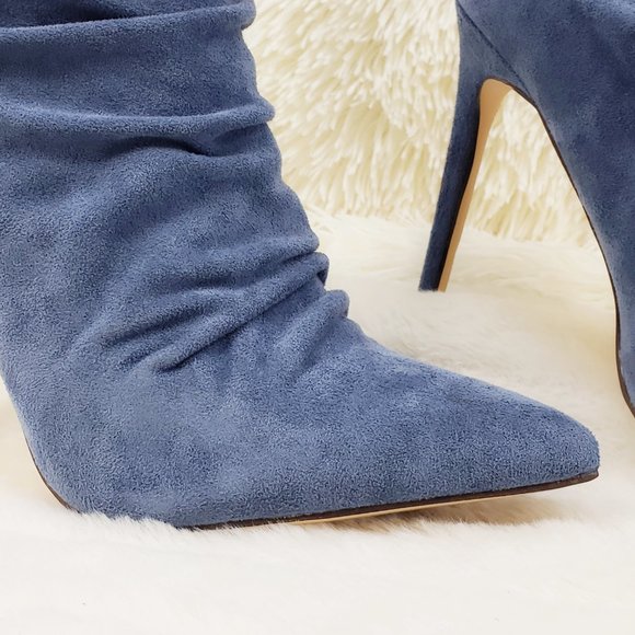 So Me | Shoes | Scrunch Slouch Blue High Heel Ankle Boots | Poshmark
